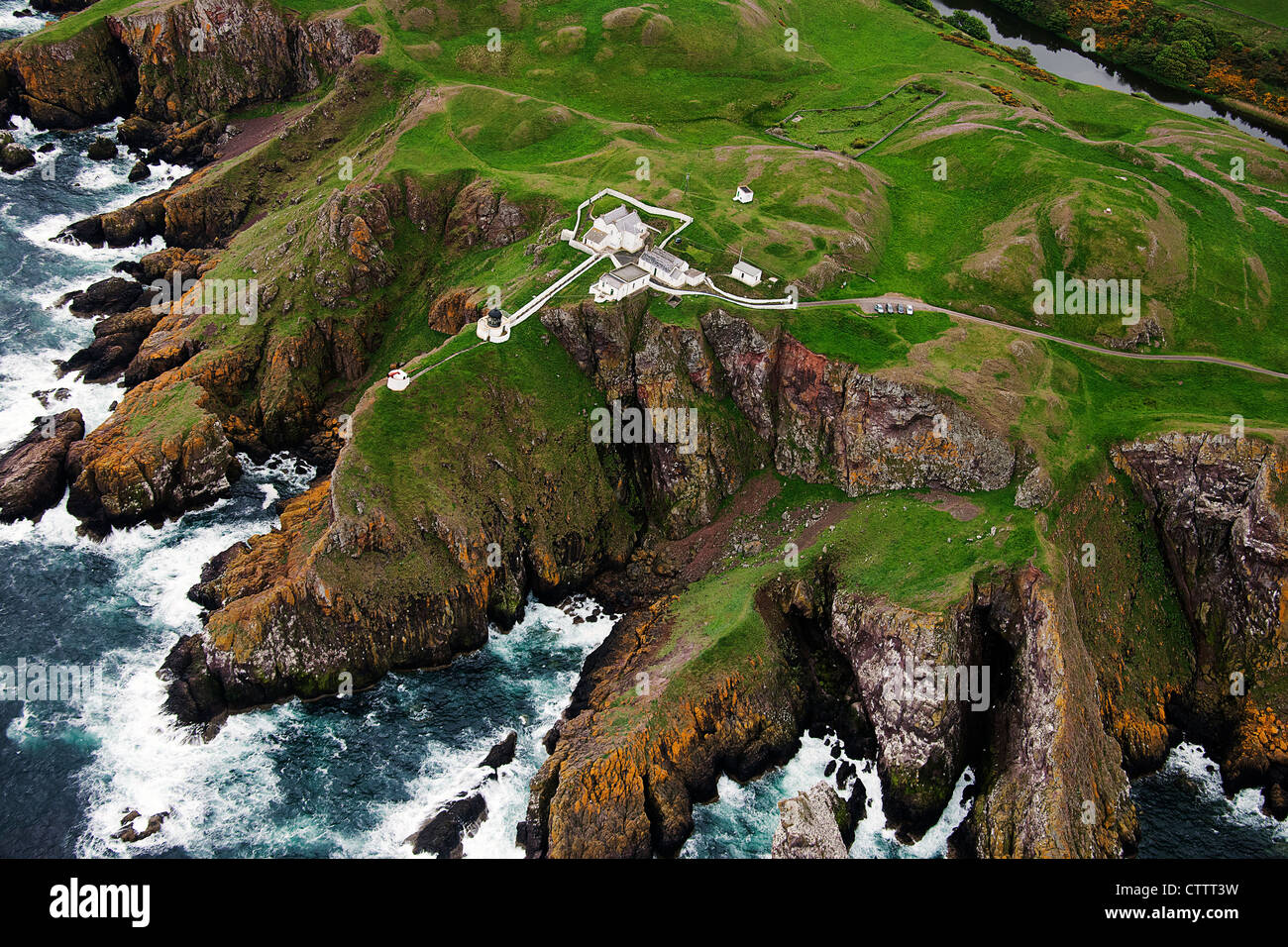St Abbs lighthouse and fog horn. Berwickshire Stock Photo - Alamy