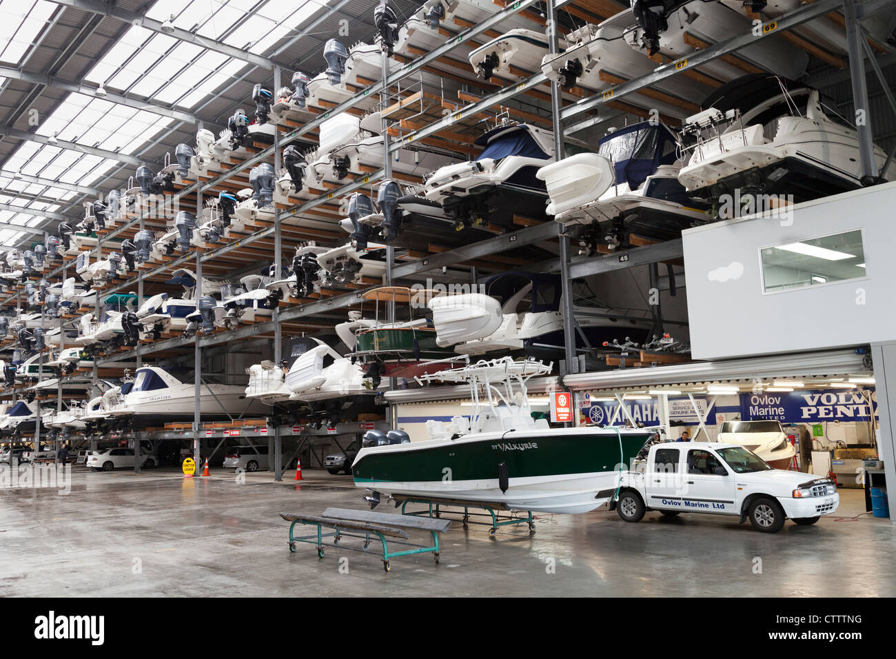 Multi-storey storage of pleasure boats in Auckland, New Zealand Stock ...