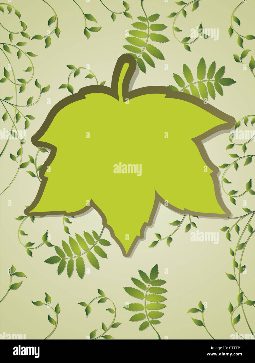 Leaves and frame text Stock Photo - Alamy