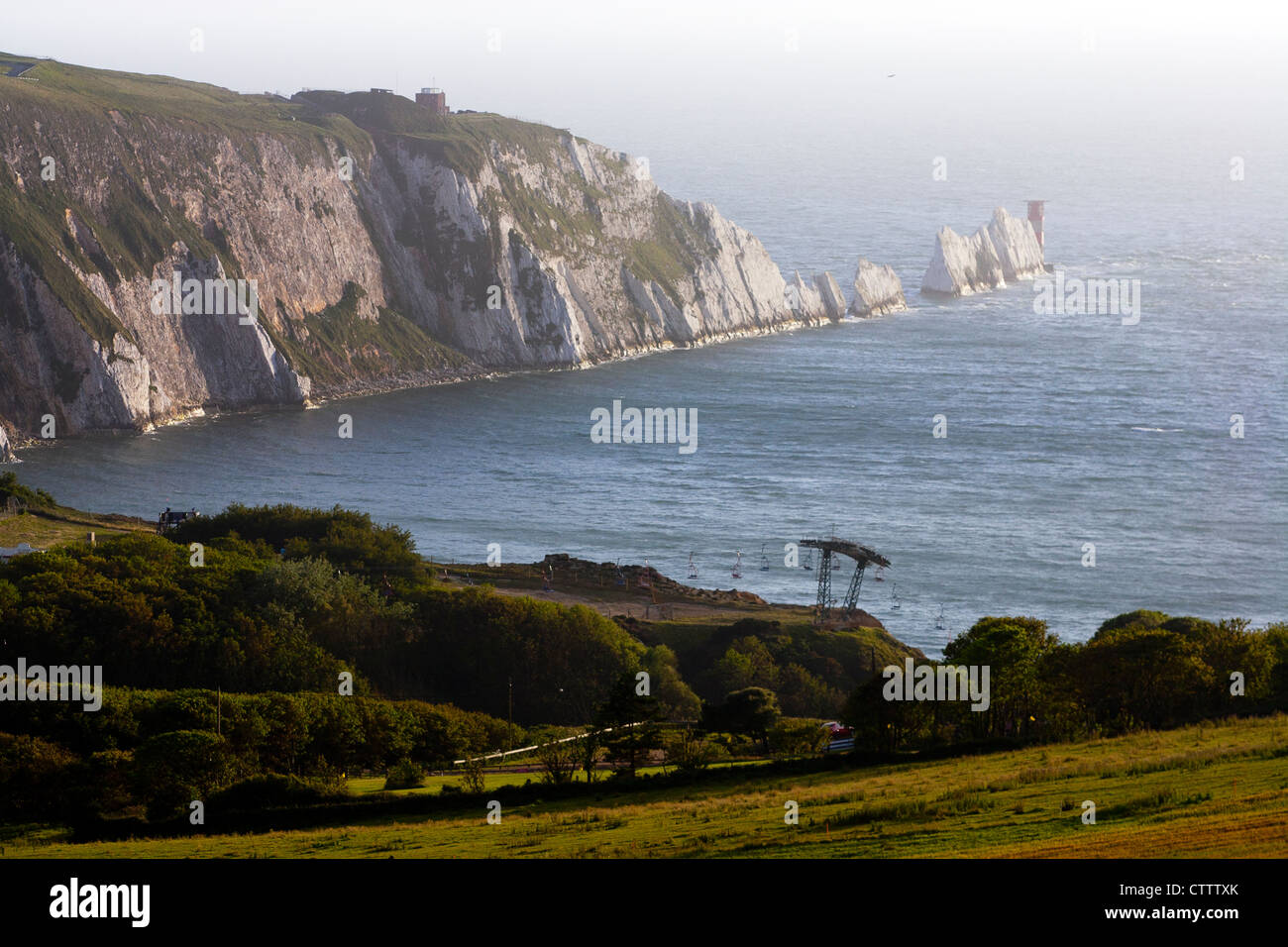 Sunset, Headon Warren, The Needles, Alum Bay, Chairlift, Isle of Wight ...