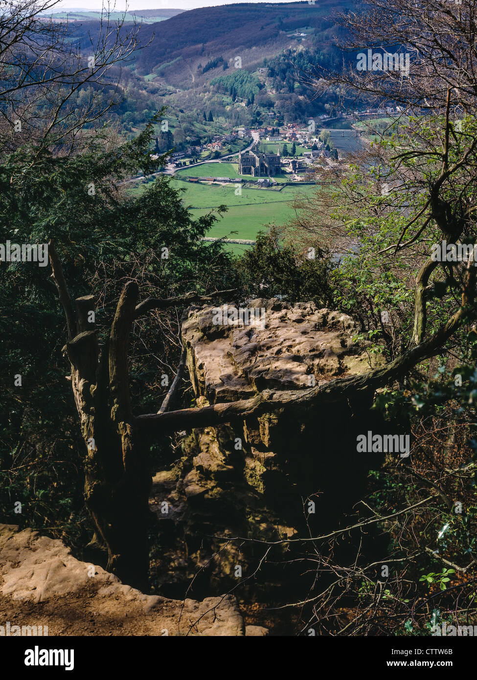 THe Devil's Pulpit, a rock formation overlooking the Wye Valley with ...