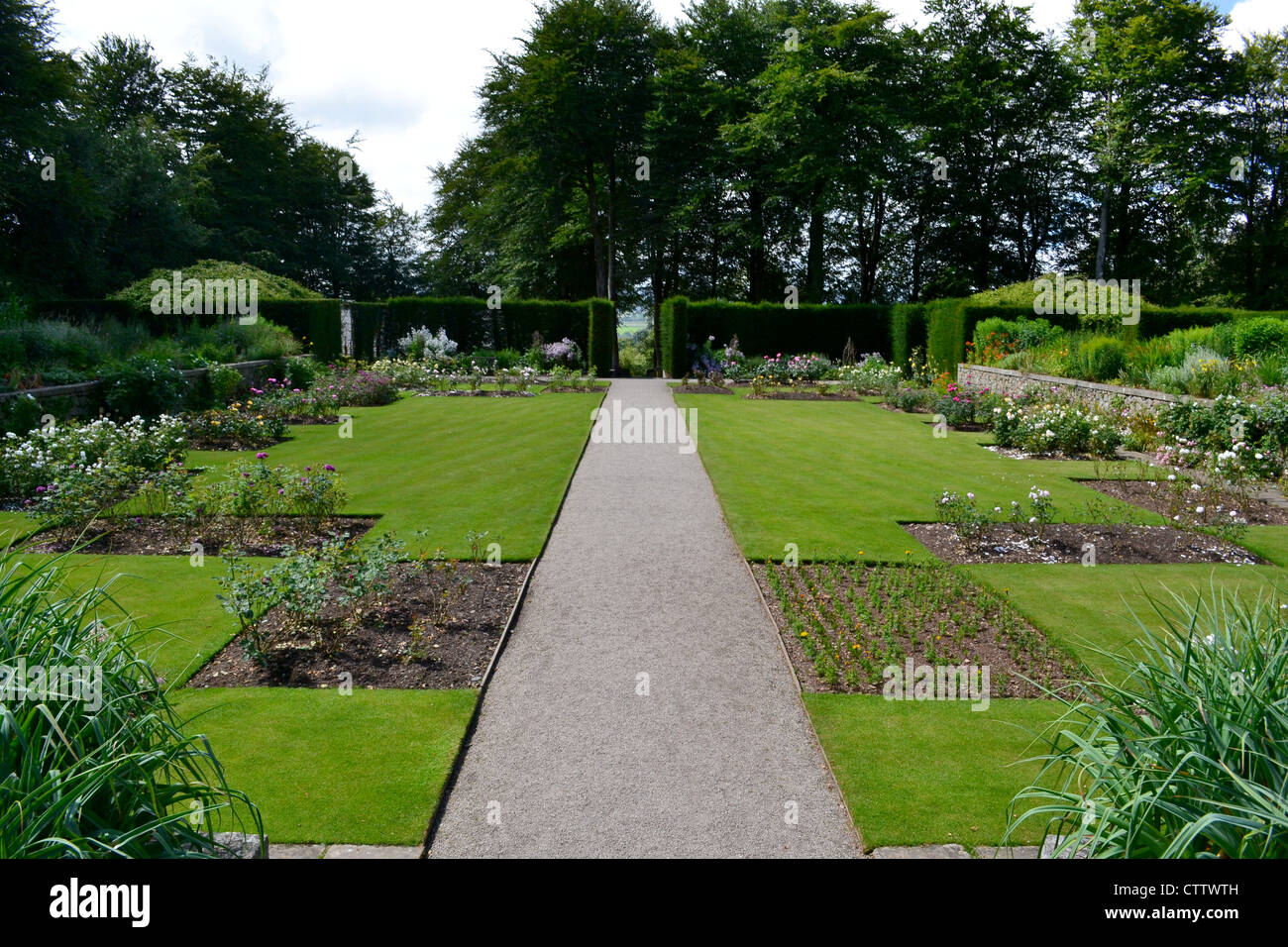 Rose Garden, Castle Drogo, Devon Stock Photo - Alamy