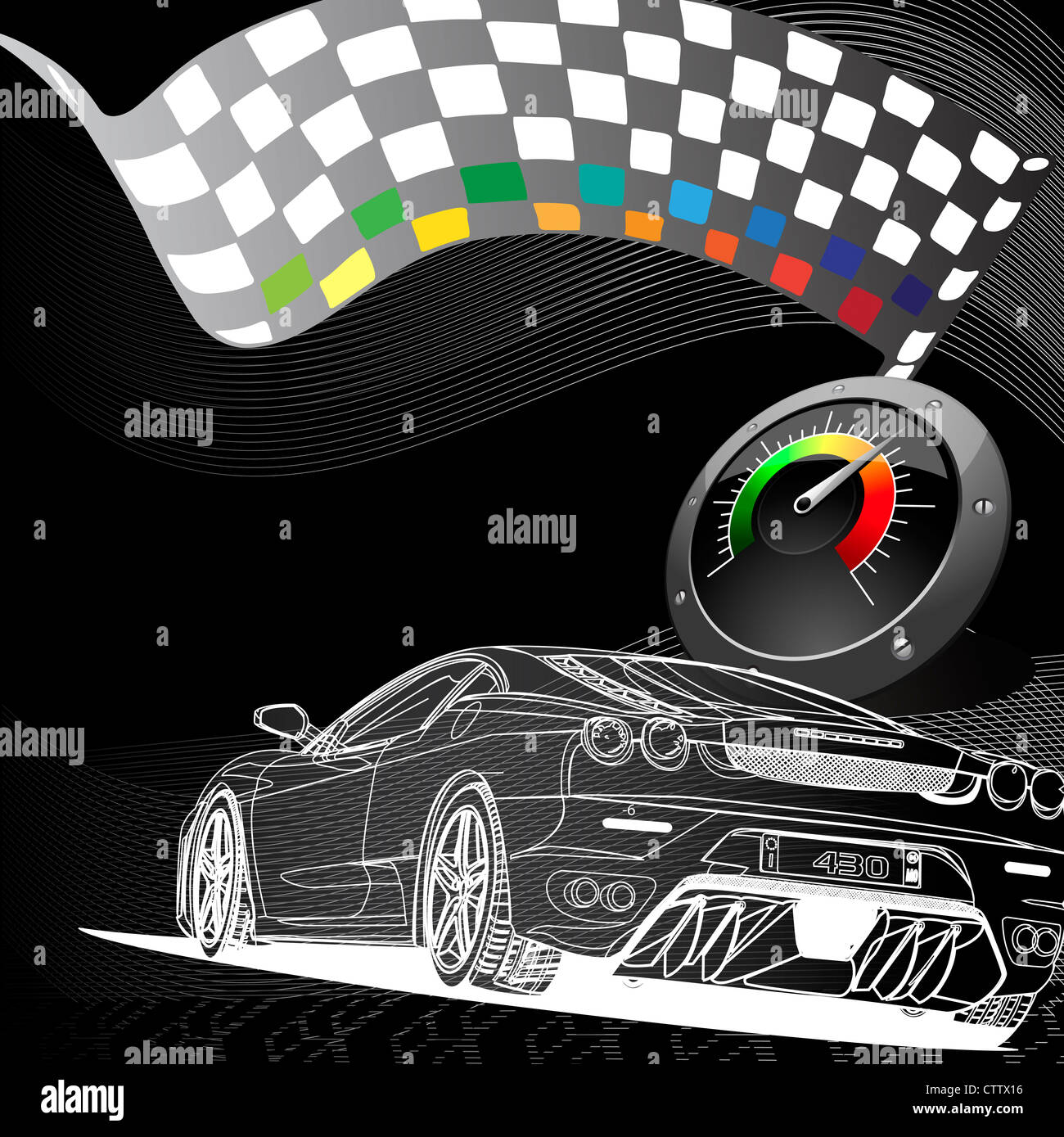 car racing design in black background Stock Photo - Alamy