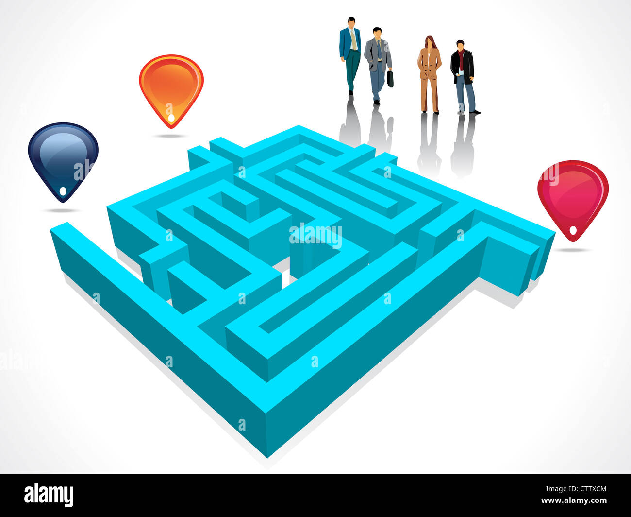 isolated Labyrinth maze concept with business people Stock Photo - Alamy
