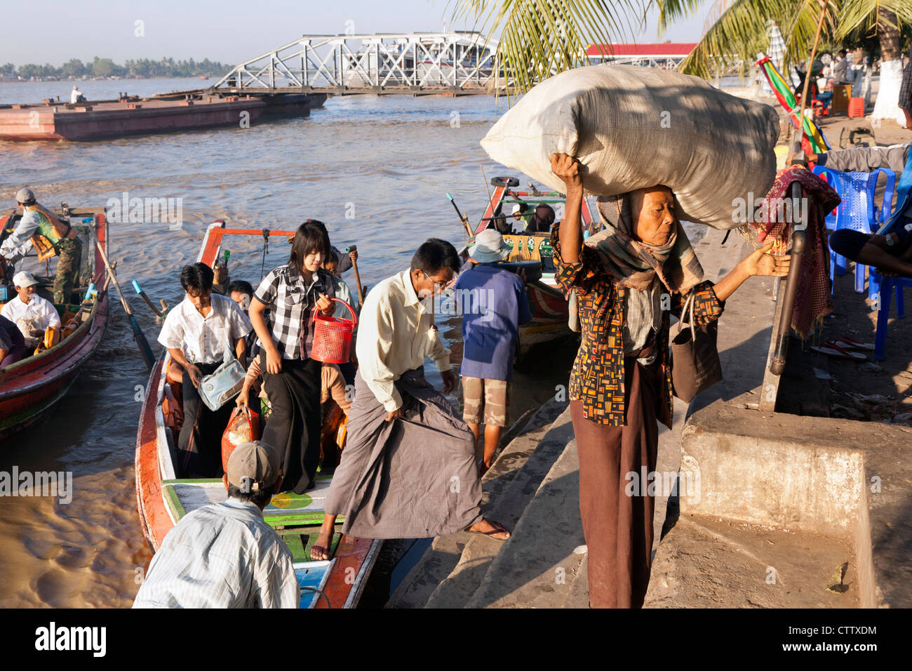 Ferry boats, Yangon River, Myanmar Stock Photo - Alamy