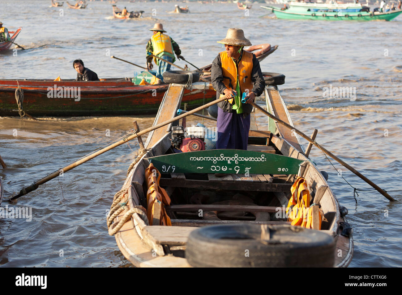 Ferry boats, Yangon River, Myanmar Stock Photo - Alamy