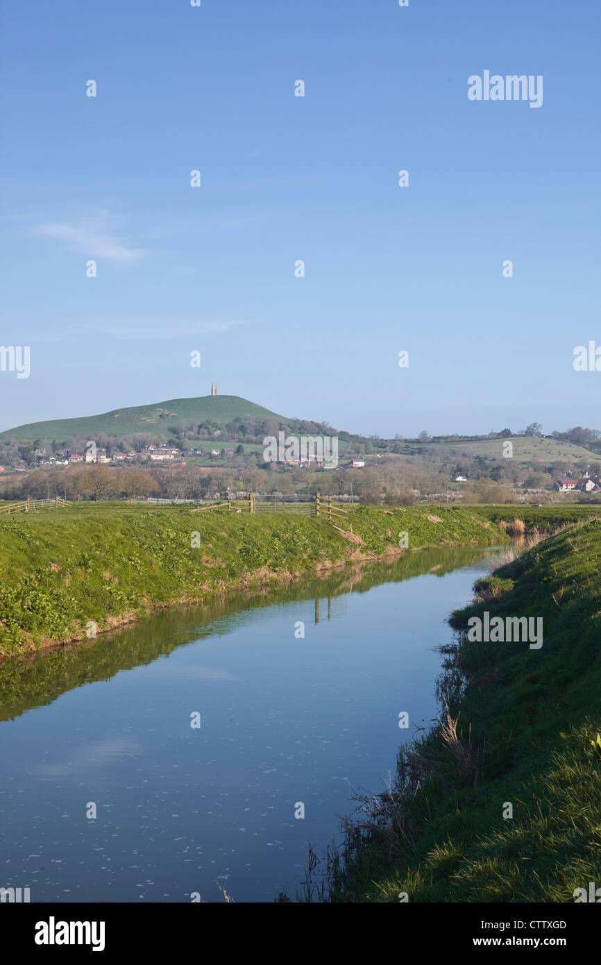 Glastonbury Tor seen from the River Brue in Somerset Stock Photo - Alamy