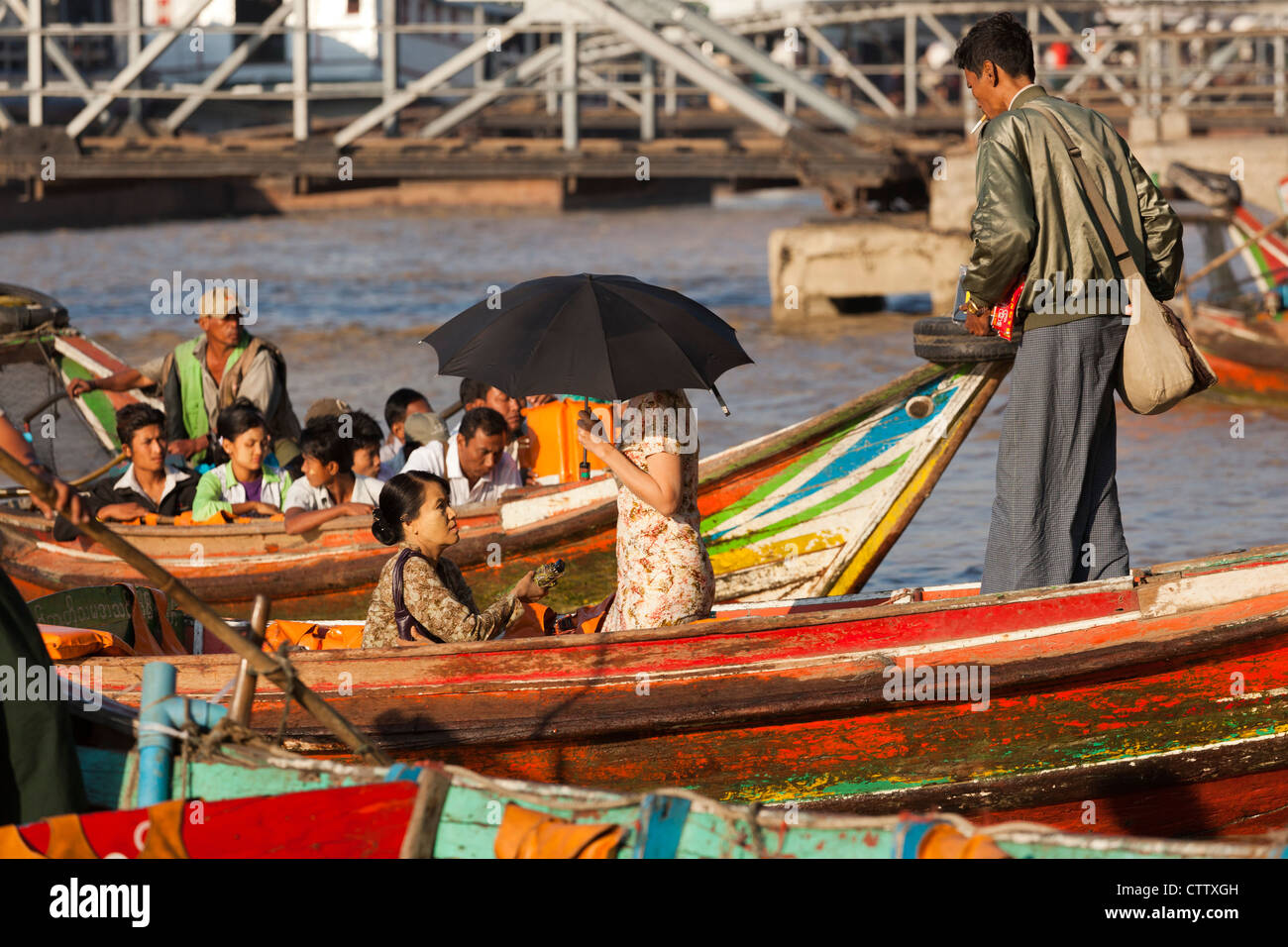 Ferry boats on Yangon River, Yangon, Myanmar Stock Photo - Alamy