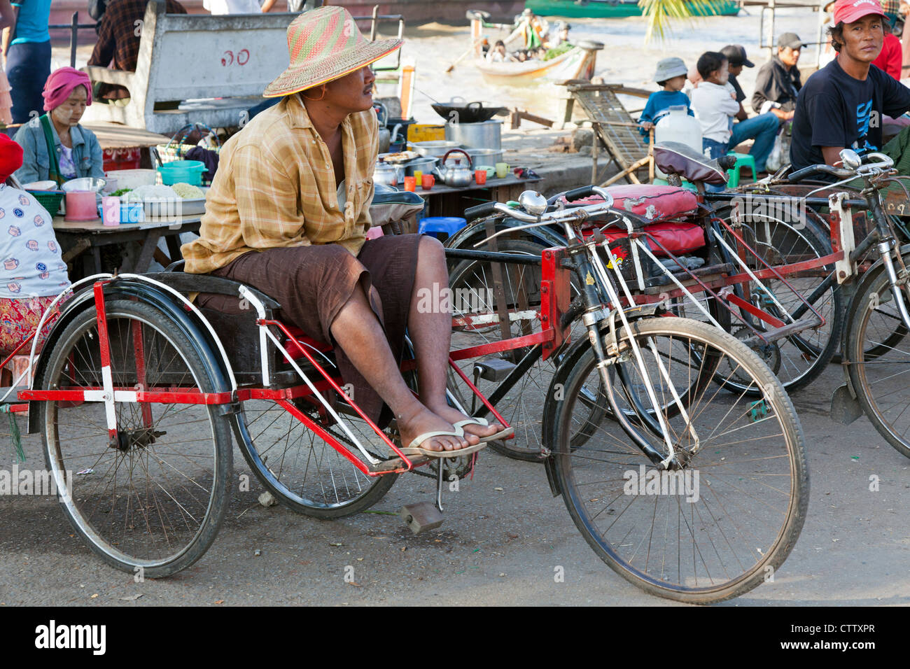 Bicycle taxi, Yangon, Myanmar Stock Photo - Alamy