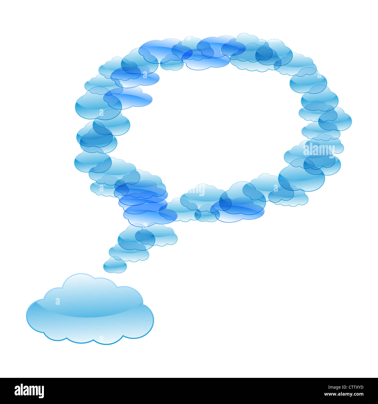 Isolated Blue cloud speech bubbles Stock Photo - Alamy