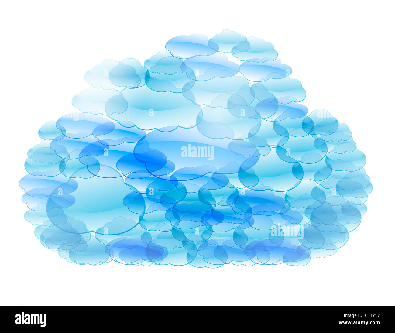Isolated Blue cloud speech bubbles Stock Photo - Alamy