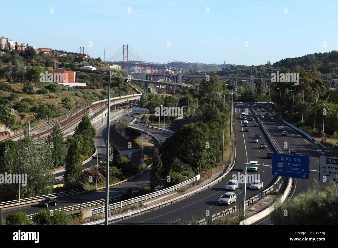 Highways and roads running into Lisbon, Portugal Stock Photo - Alamy