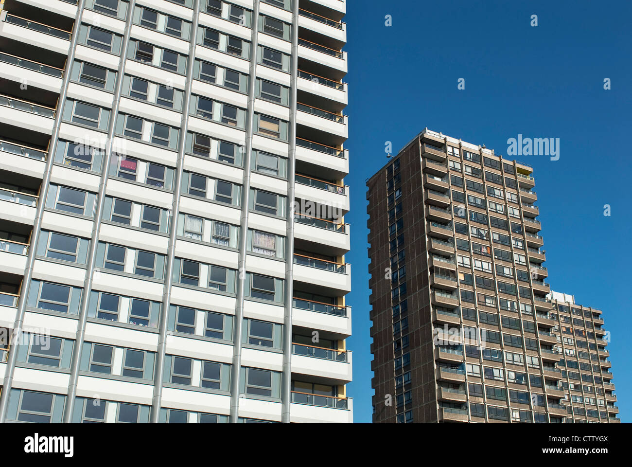 Refurbished 1960's housing block. Bow Cross, East London, UK Stock ...