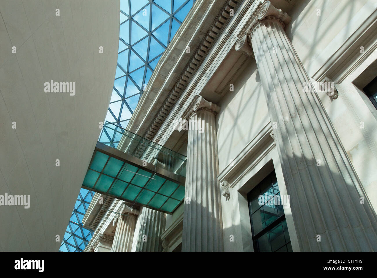 Glass paneled viewing passageway in the British Museum, London, UK ...