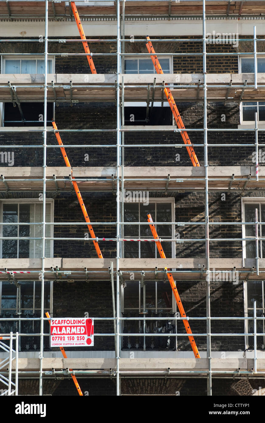 Ladders on a scaffold Central London, UK Stock Photo - Alamy