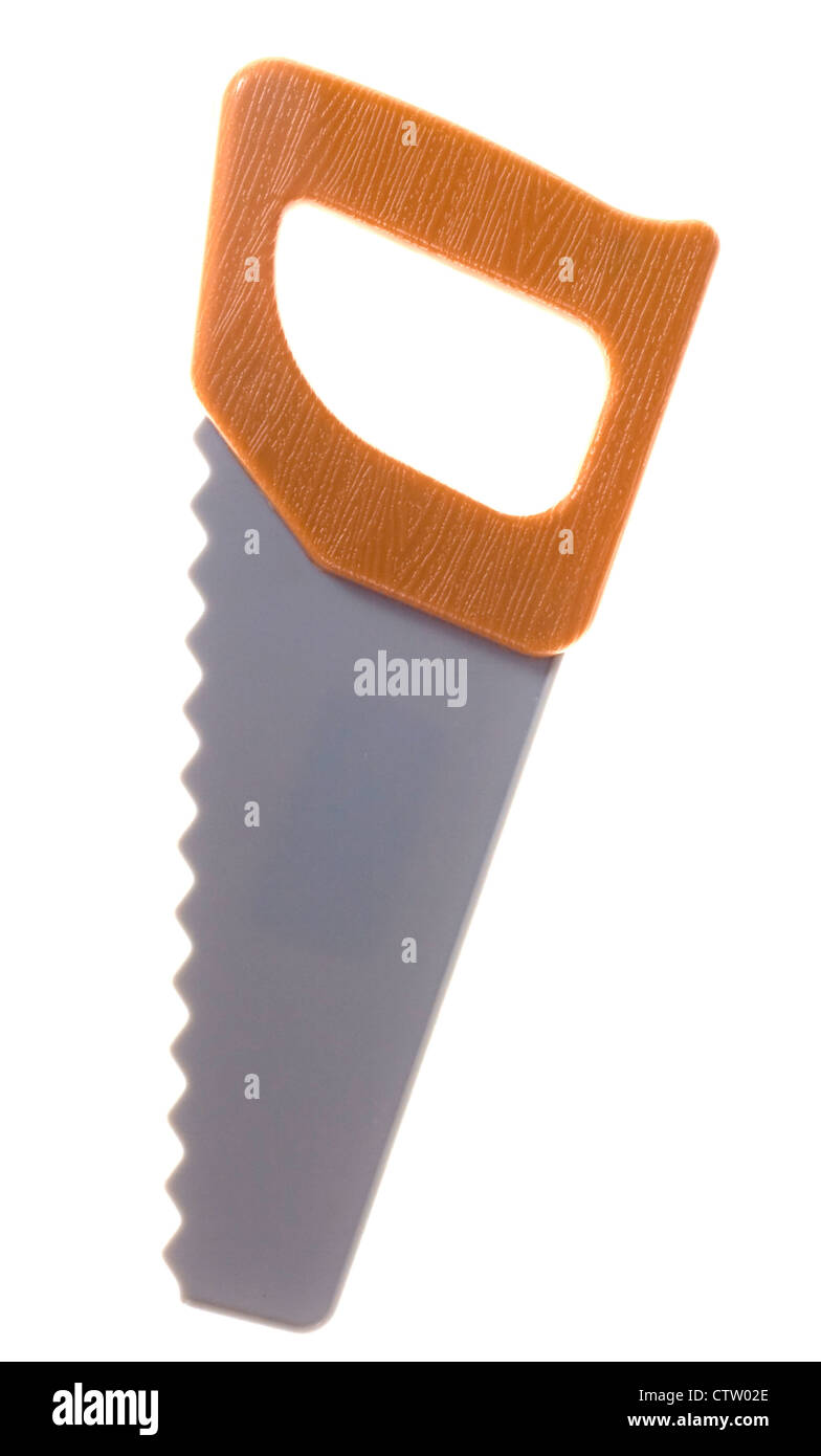 plastic saw, photo on white background Stock Photo - Alamy
