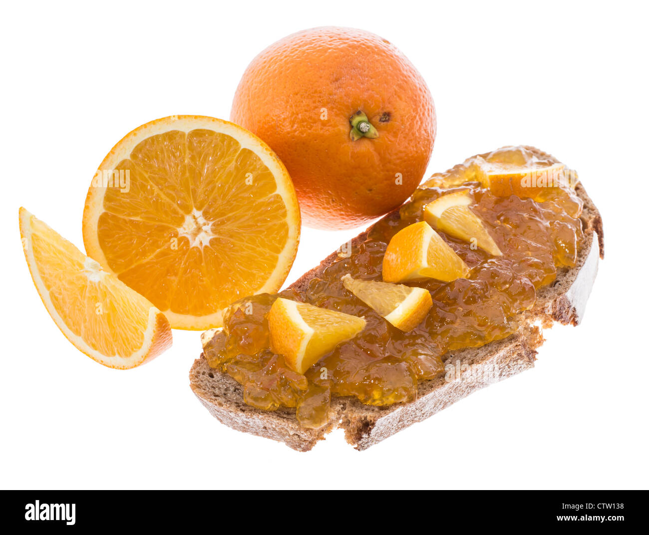 Bread with Orange Jam isolated on white background Stock Photo - Alamy
