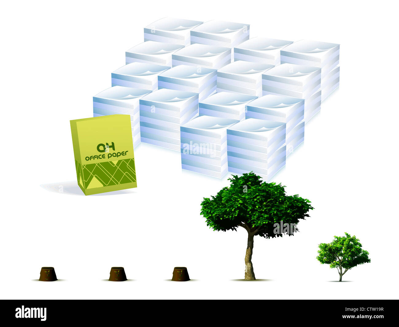 Trees compared to the paper concept Stock Photo - Alamy