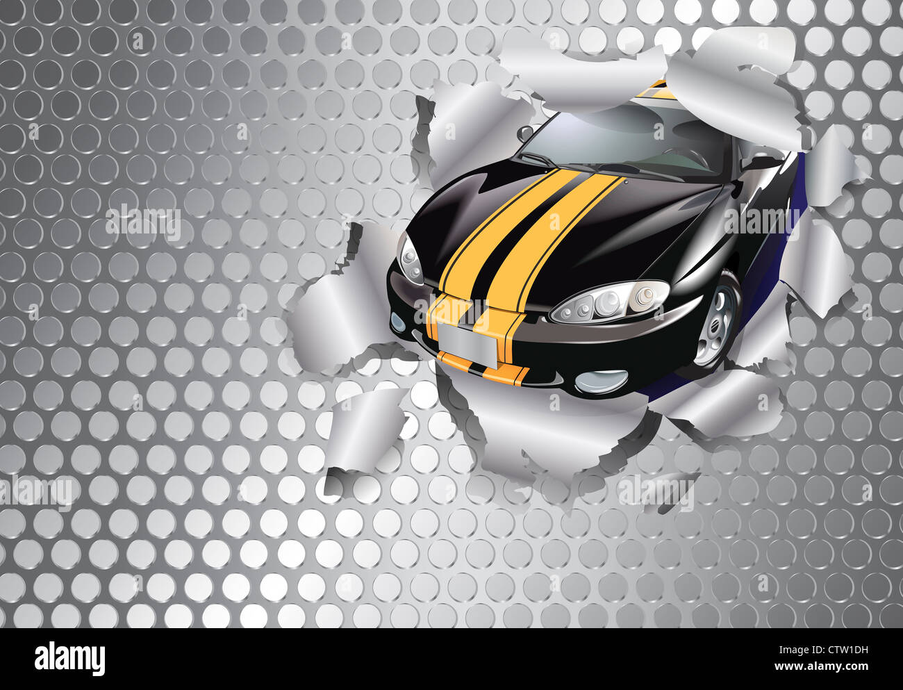 Car tear through the steel plate Stock Photo - Alamy