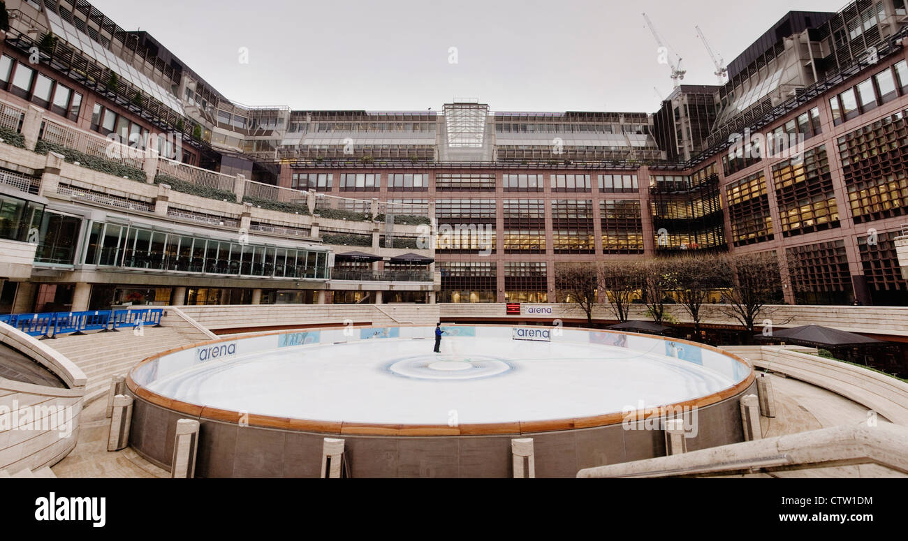 An ice-rink in Broadgate, next to Liverpool Street Station Stock Photo ...