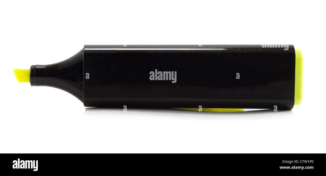 yellow highlighter isolated on white background Stock Photo - Alamy