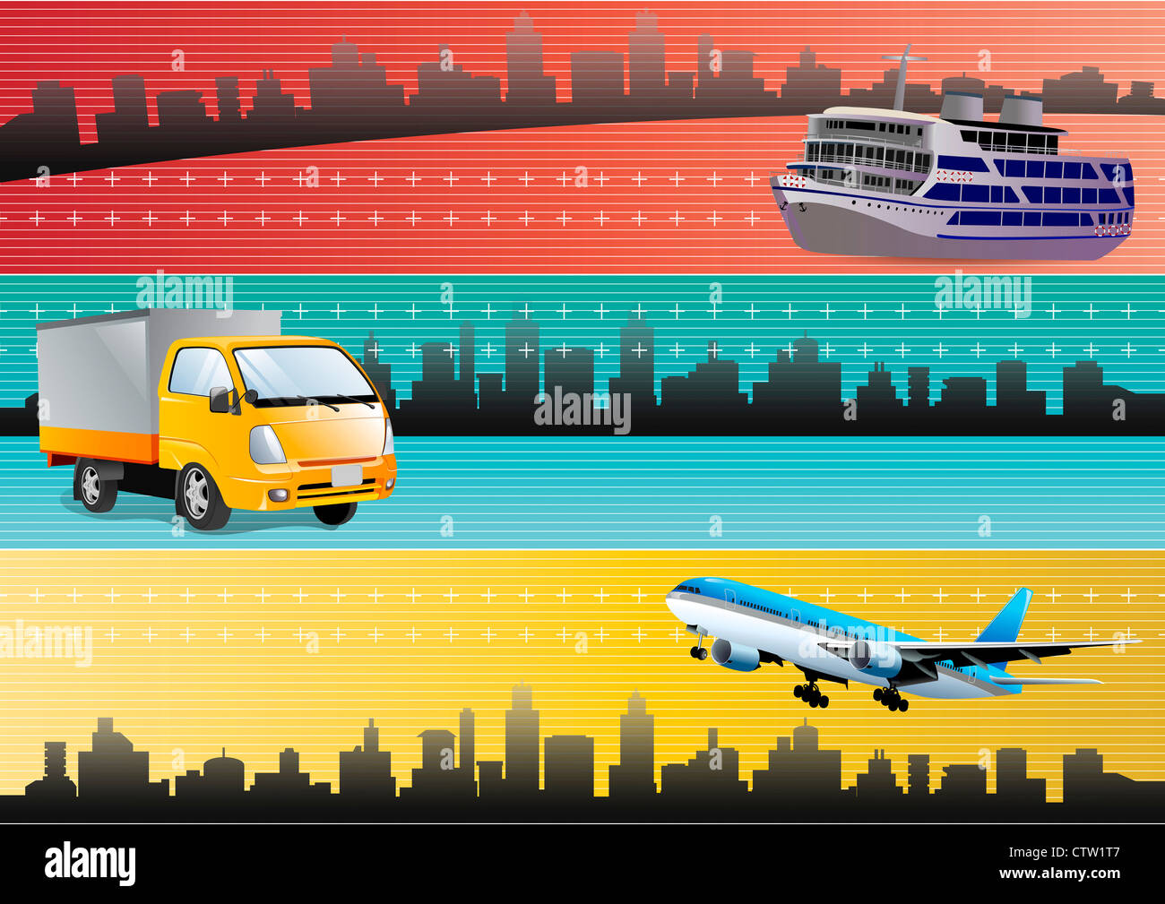 logistic transportation web banners Stock Photo - Alamy
