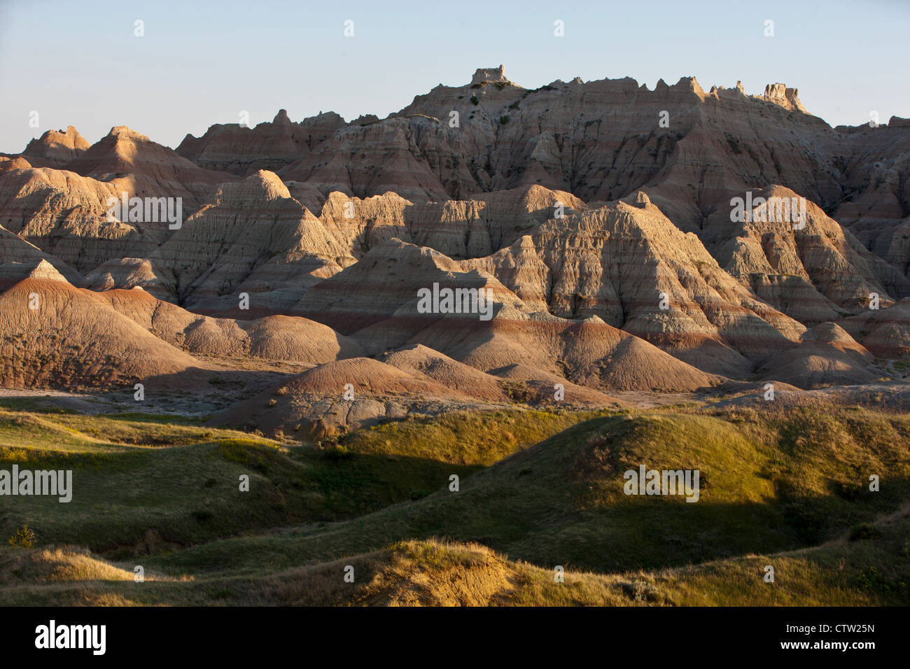 General view of rock formations, Badlands National Park, South Dakota ...