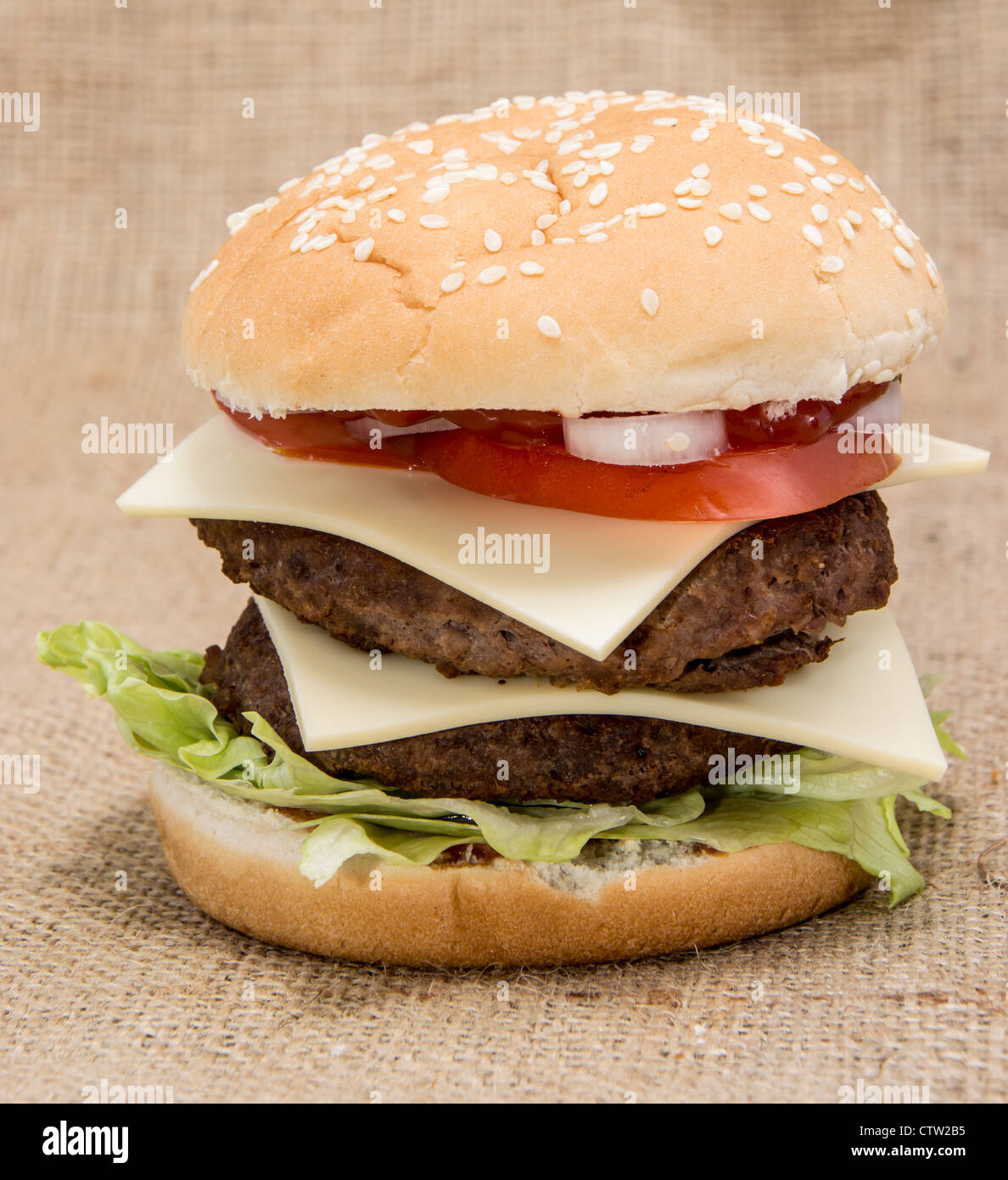 Double burger patty hi-res stock photography and images - Alamy