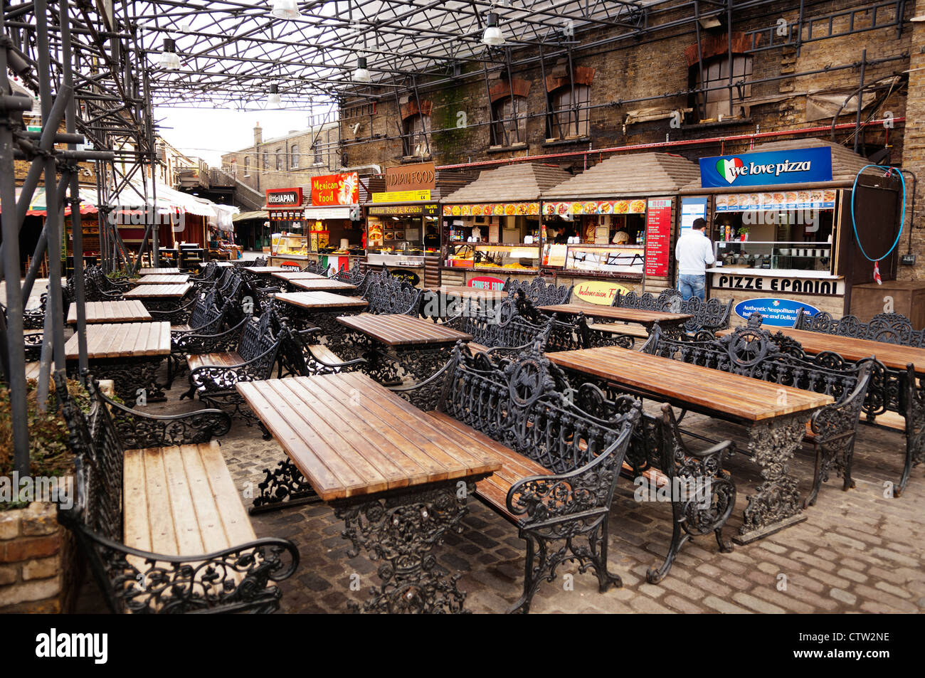 The food court in The Stables Market in Camden Stock Photo - Alamy