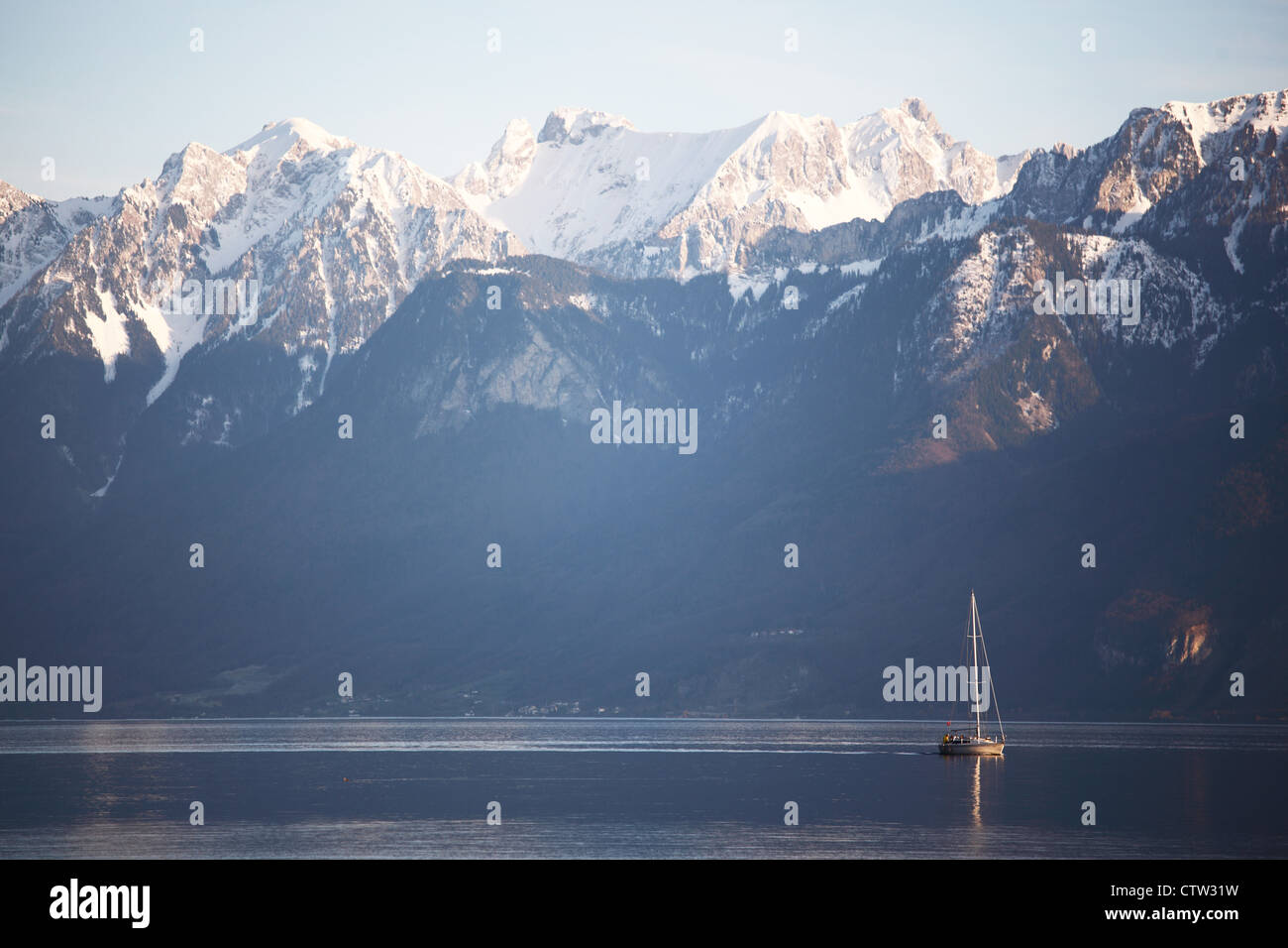 lake geneva landscape on sunrise Stock Photo - Alamy