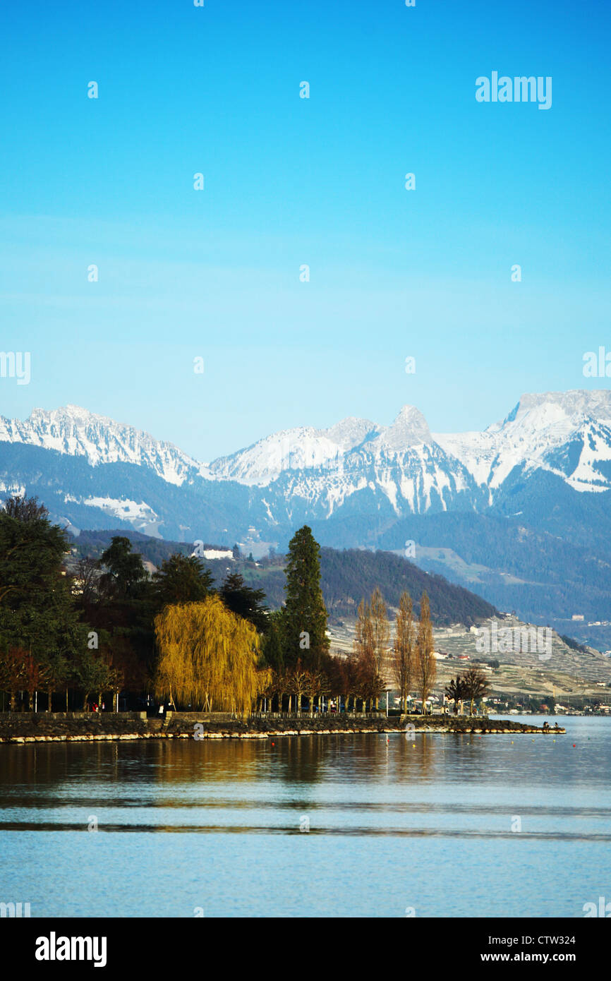 lake geneva landscape on sunrise Stock Photo - Alamy