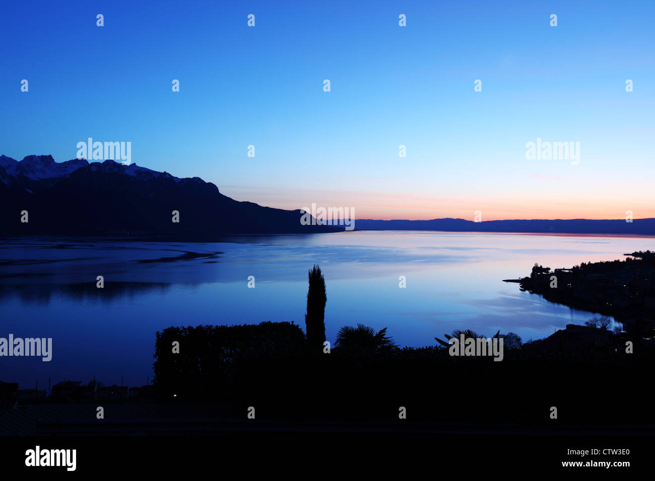 lake of geneva landscape on sunrise Stock Photo - Alamy