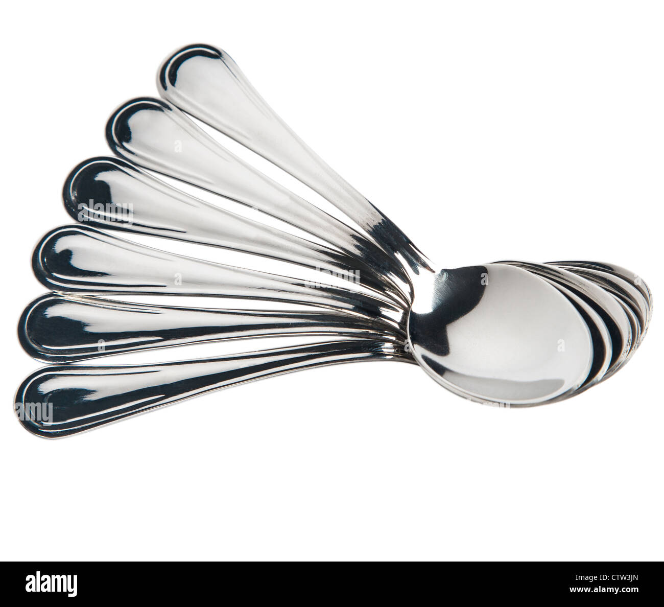 Silverware - spoon set Isolated on white background Stock Photo - Alamy