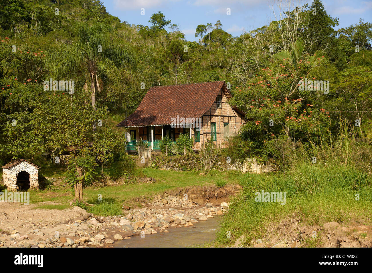 Half-timbered farmhouse in the Atlantic Rainforest Stock Photo - Alamy