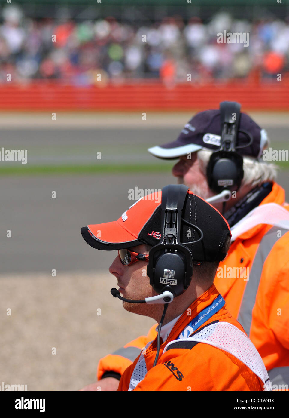 Hard-working marshalls at the British F1 Grand Prix, Silverstone, 2012 ...