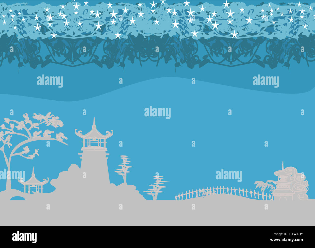 old paper with Asian Landscape Stock Photo - Alamy