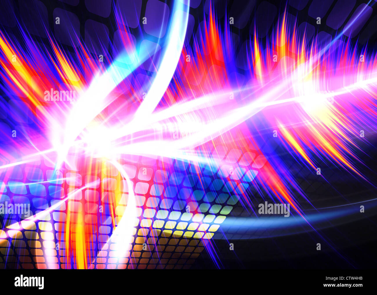 A rainbow colored digital wall or audio waveform with plenty of ...