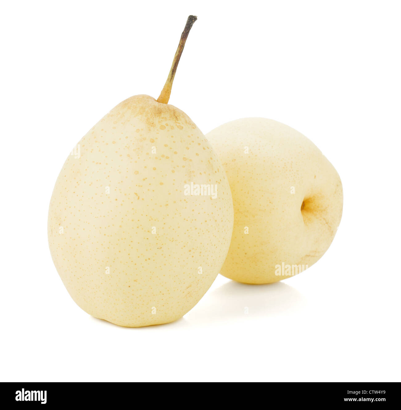 Two white pears. Isolated on white background Stock Photo - Alamy