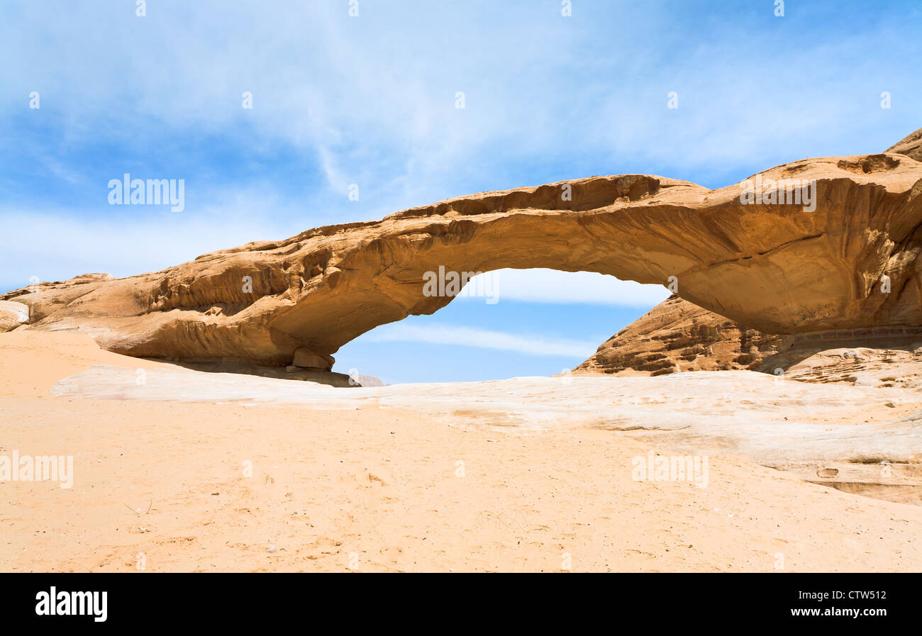 sandstone Bridge rock in Wadi Rum desert, Jordan Stock Photo - Alamy