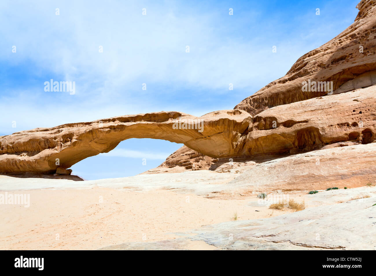 sandstone Bridge rock in Wadi Rum desert, Jordan Stock Photo - Alamy