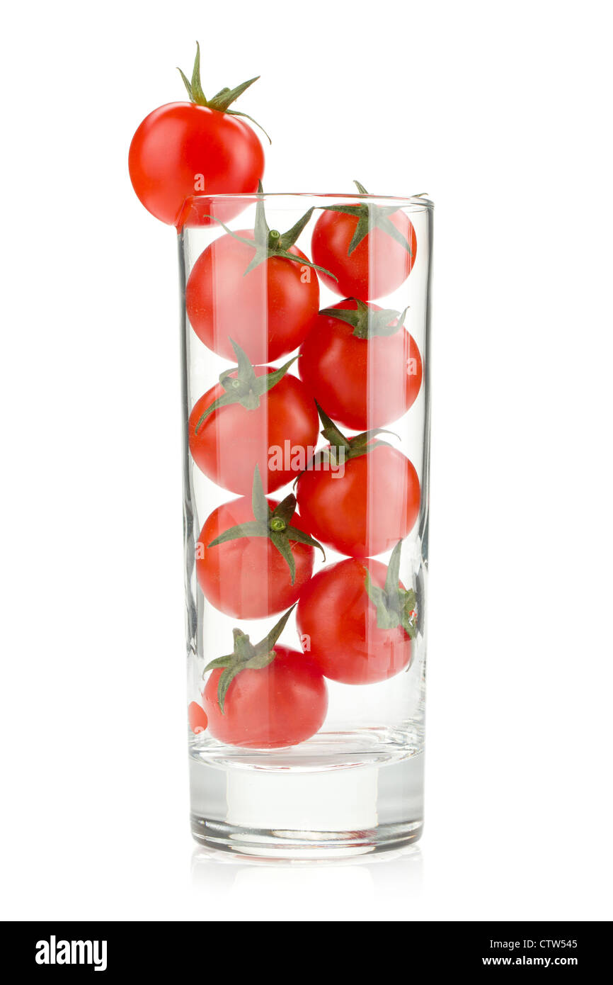 Cherry tomatoes in cocktail glass. Isolated on white background Stock ...