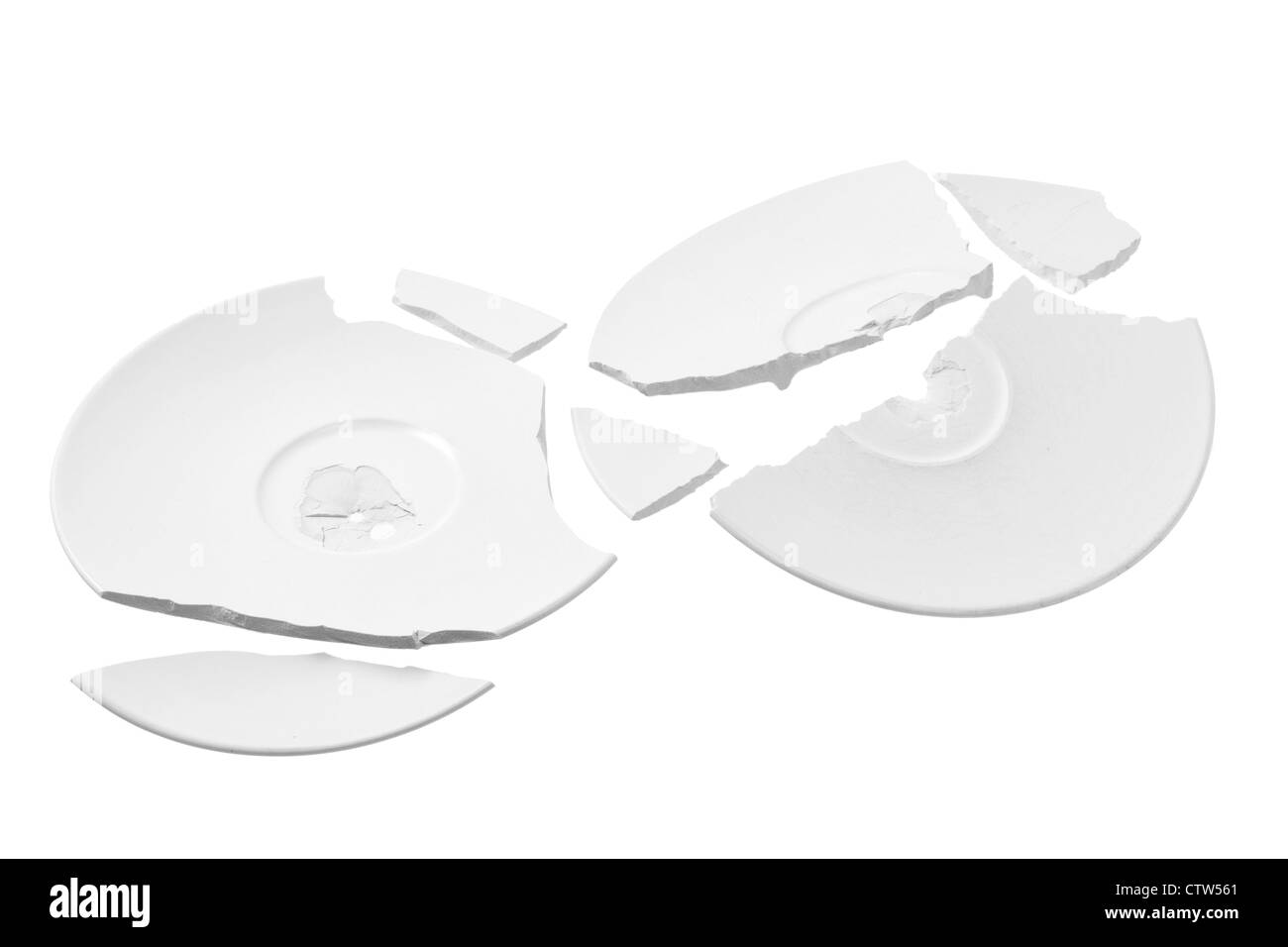 Broken plates white background Cut Out Stock Images & Pictures - Alamy