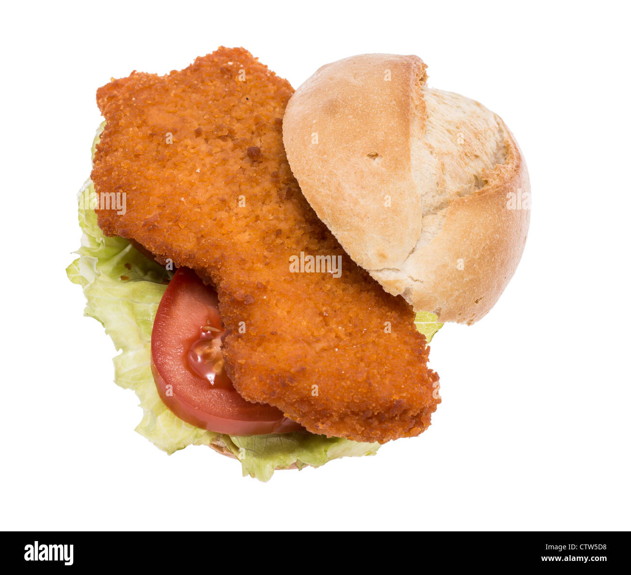Schnitzel on roll isolated on white background Stock Photo - Alamy