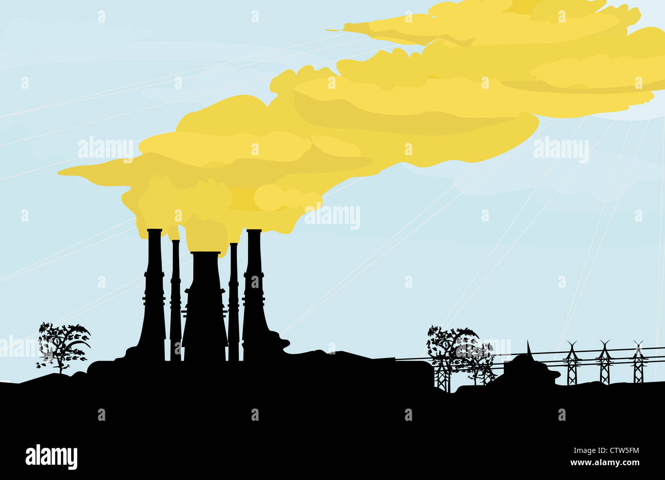 Thick smoke coming out of factory chimney Stock Photo - Alamy