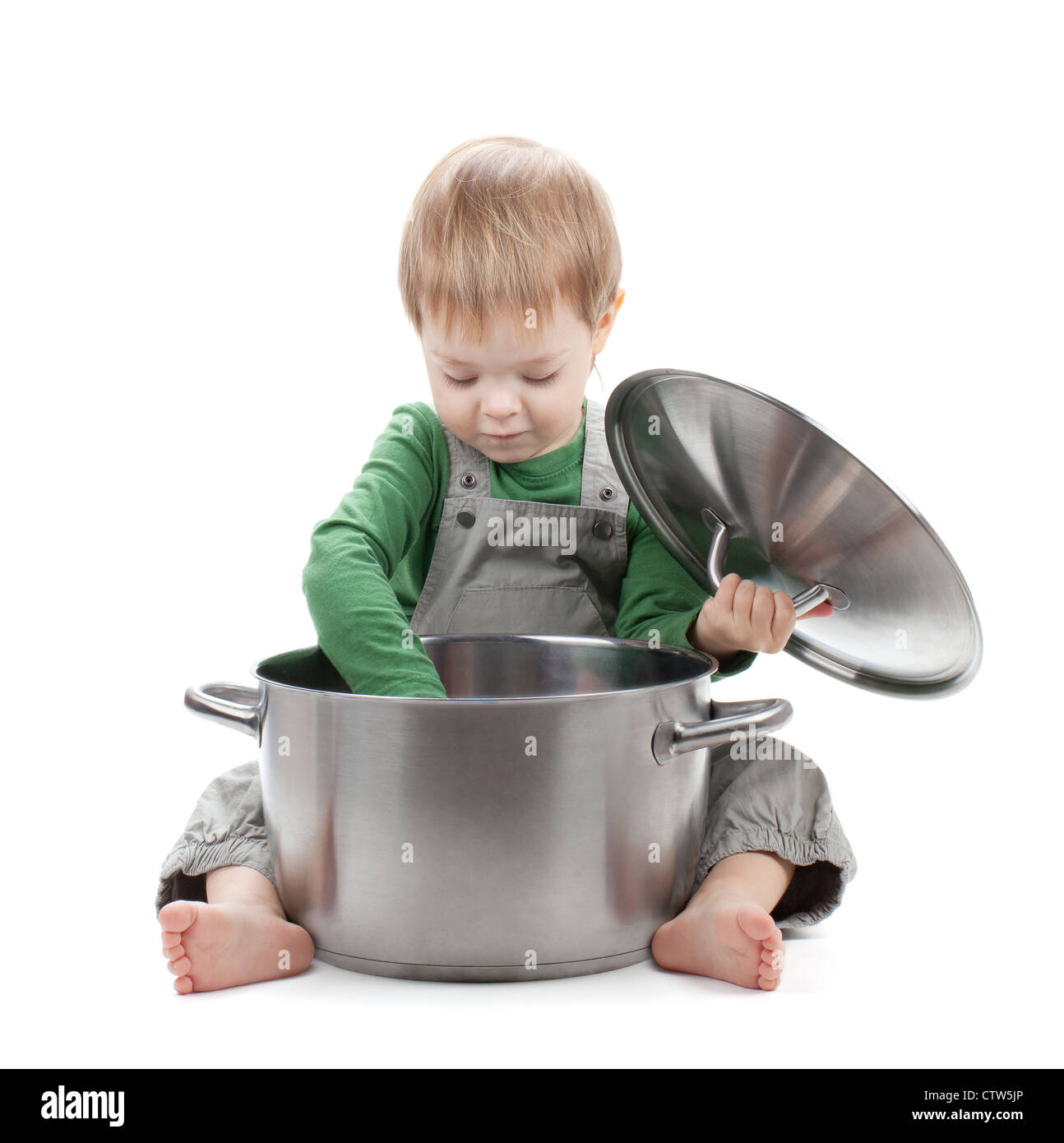 Baby cooking. Isolated on white background Stock Photo - Alamy
