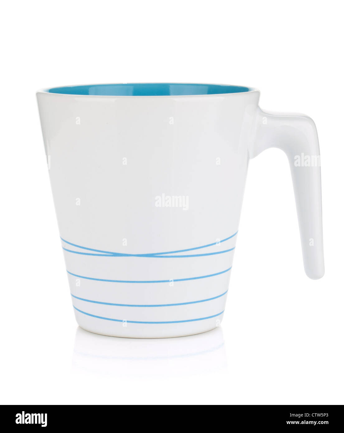 White mug, blue inside. Isolated on white background Stock Photo - Alamy
