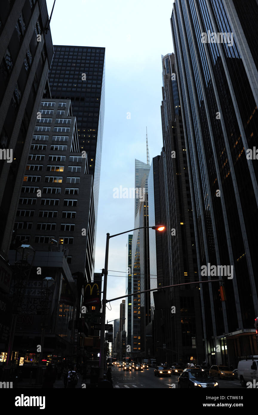 Buildings glass windows electric lights masonry skyscrapers rising ...