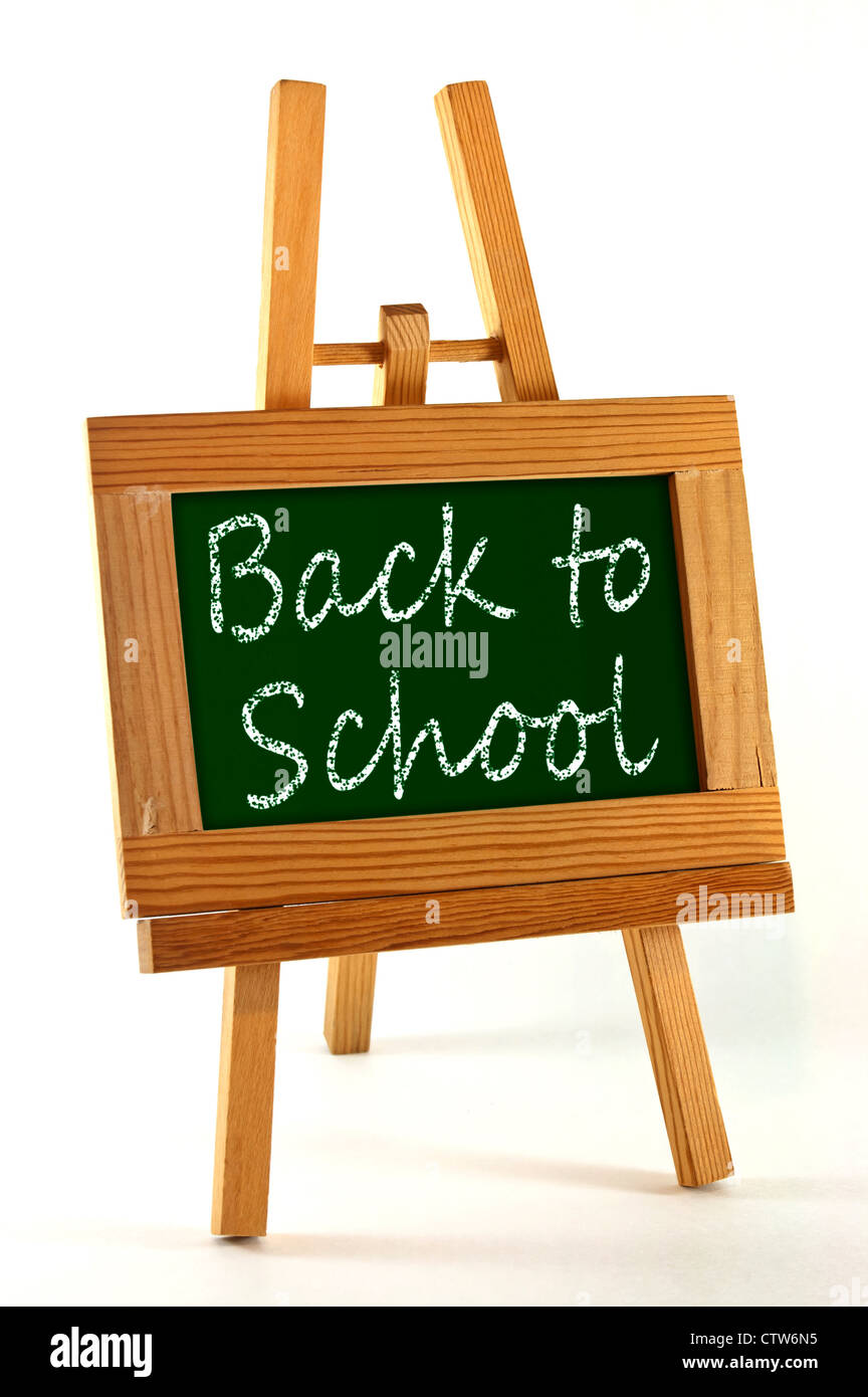 Chalk Back to School sign written on green chalkboard in wooden frame ...