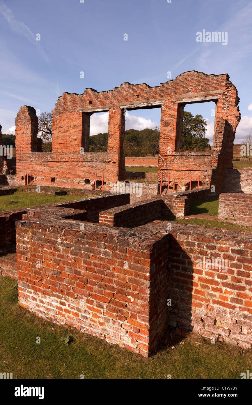 Ruined old red brick walls, Lady Jane Grey's House, Bradgate Park ...