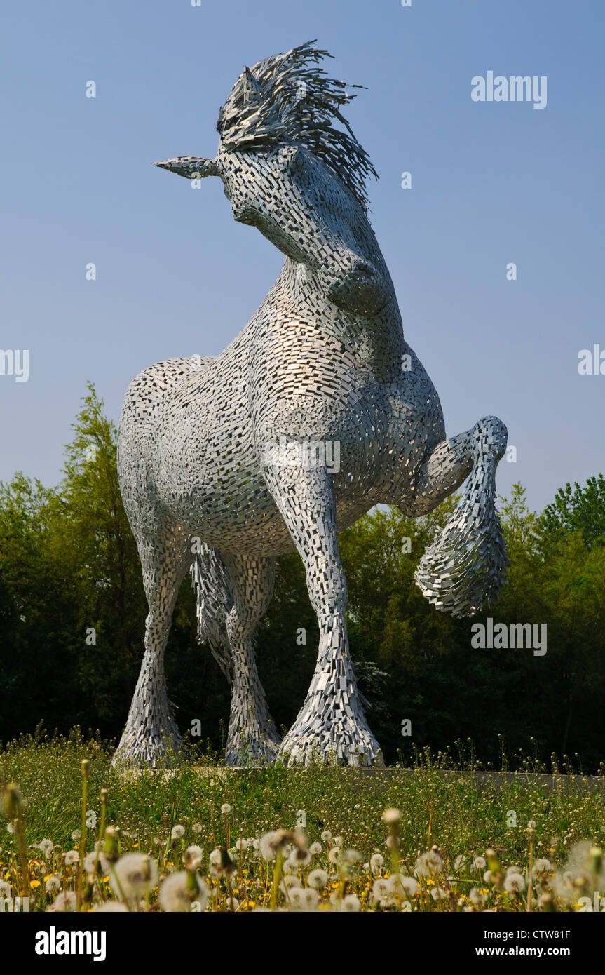 A statue of a gypsy cobb by Andy Scott, installed on a roundabout in ...